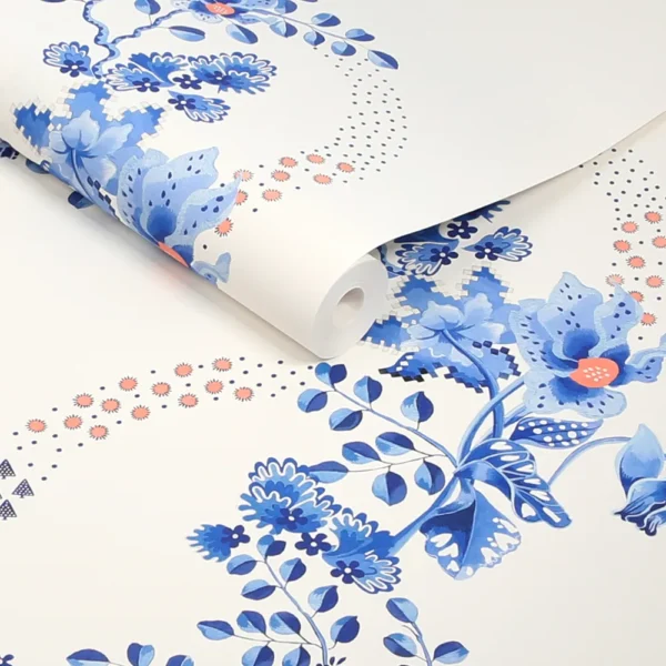 Road Floral Blue & White - Wallpaper Emporium